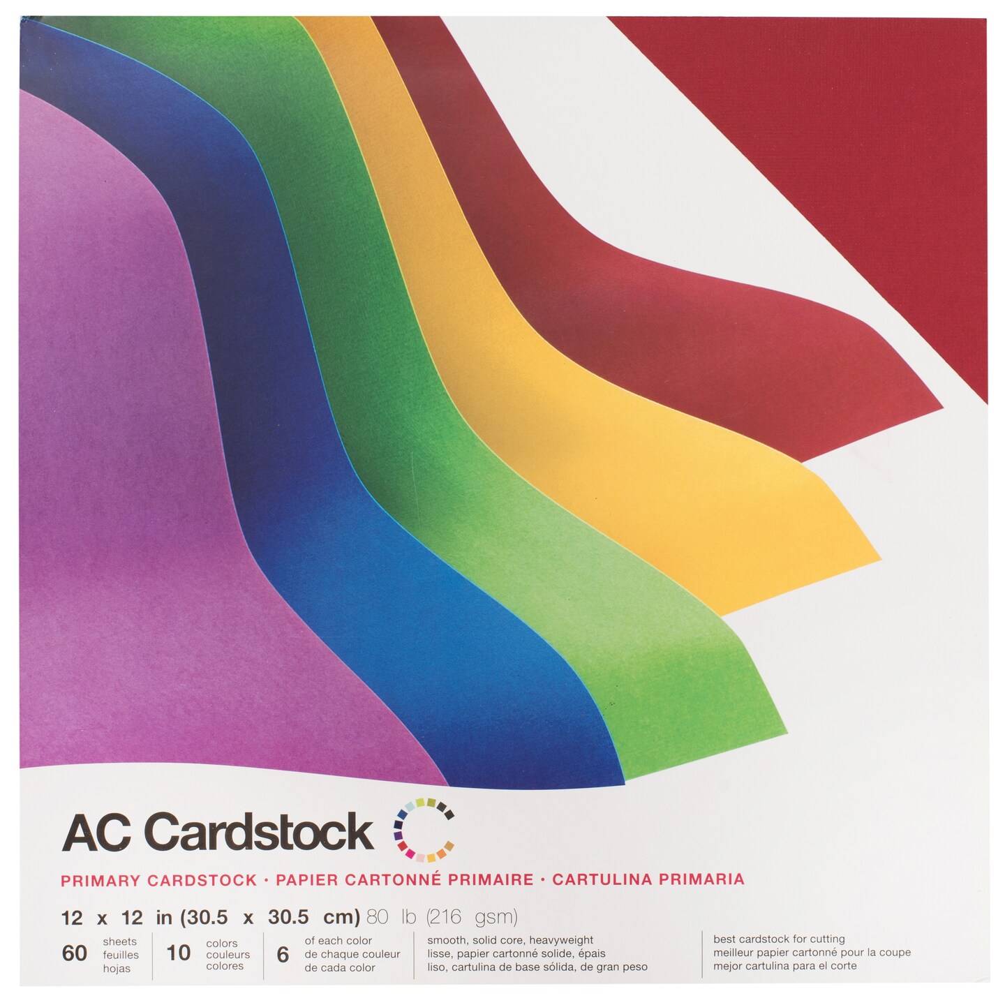 AC Smooth Cardstock 12"X12" 60/Pkg-Primaries | Michaels