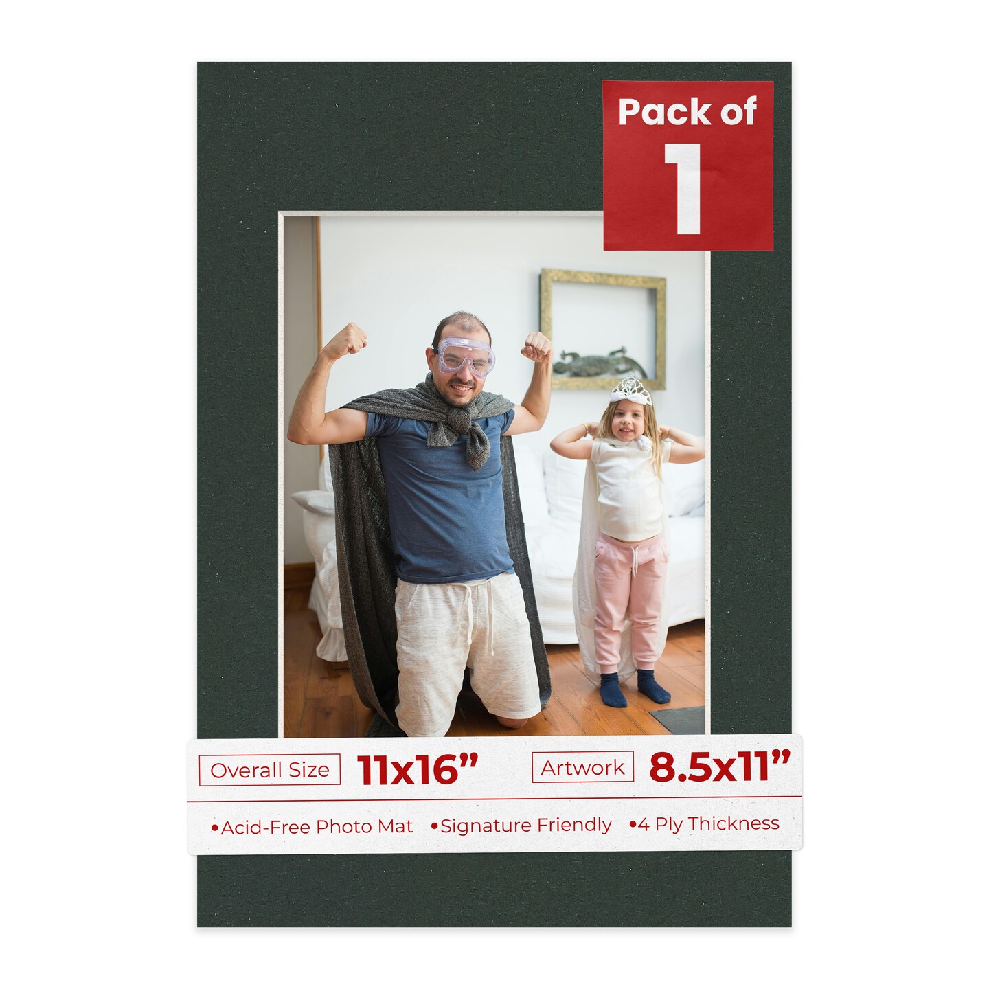 Black Pebble Mat Board for 11x16 Frames - Fits 8.5x11 Photos, Color ...