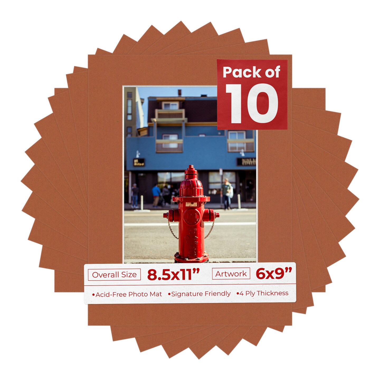 Terra-cotta Red Mat Board for 8.5x11 Frames - Fits 6x9 Photos, Color ...