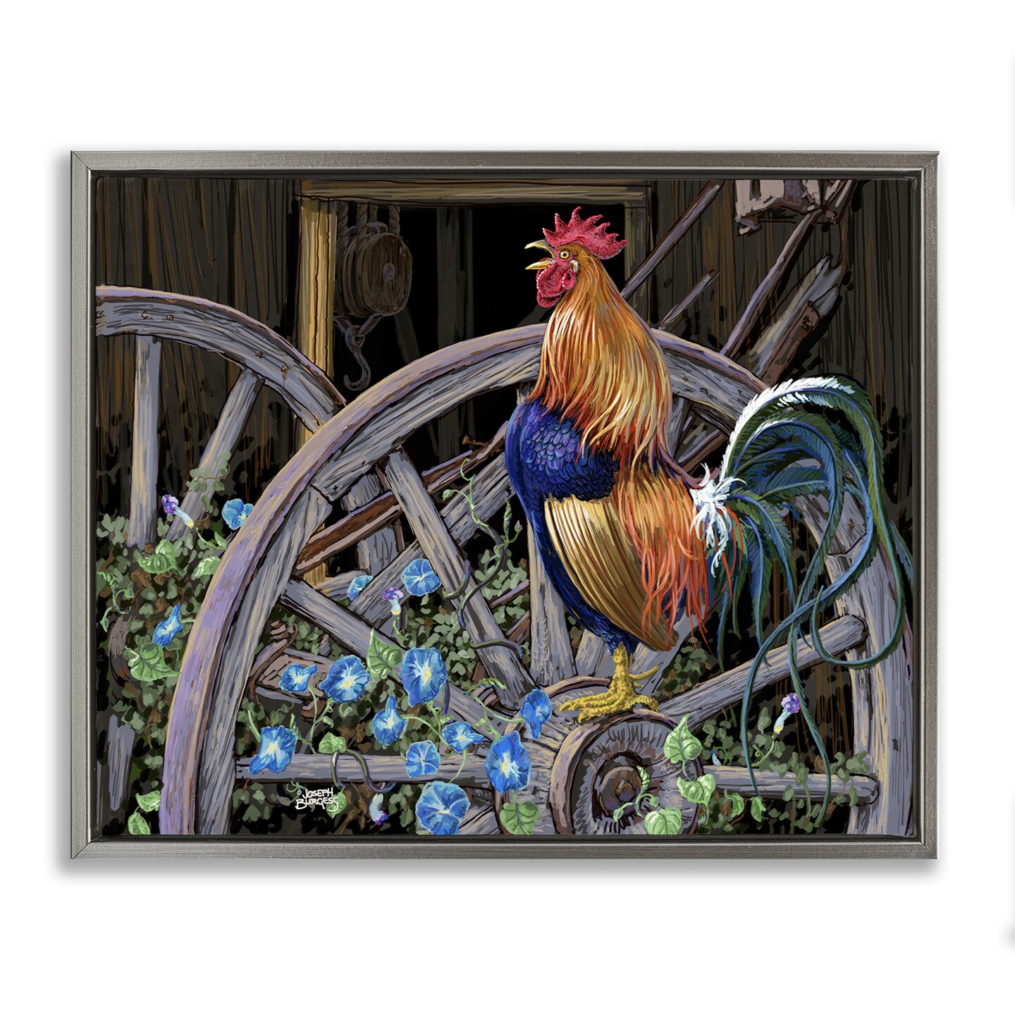 Stupell Industries Morning Glory Rooster Floating Frame By Joseph ...