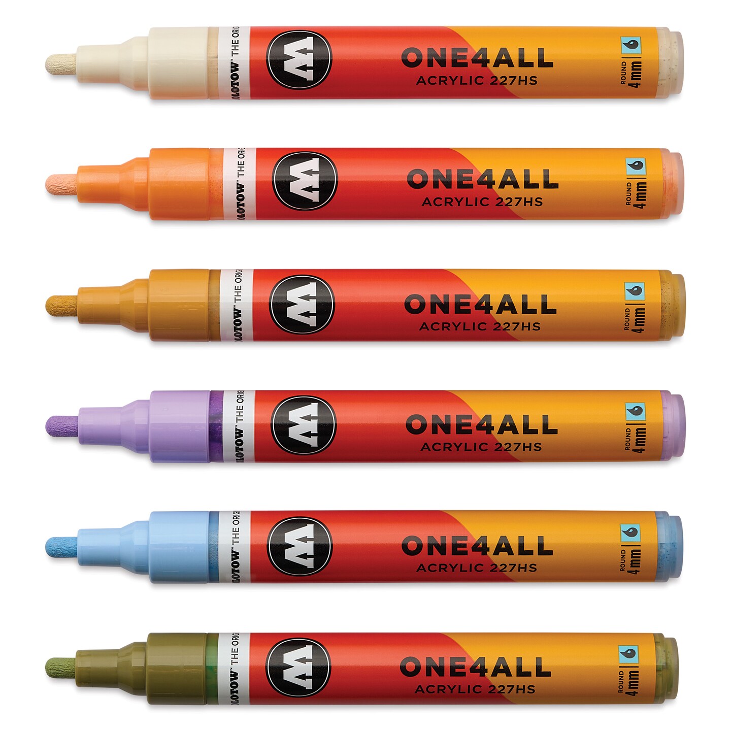 Molotow One4All Acrylic Markers - Set of 6, Pastel Modern Colors, 4 mm ...