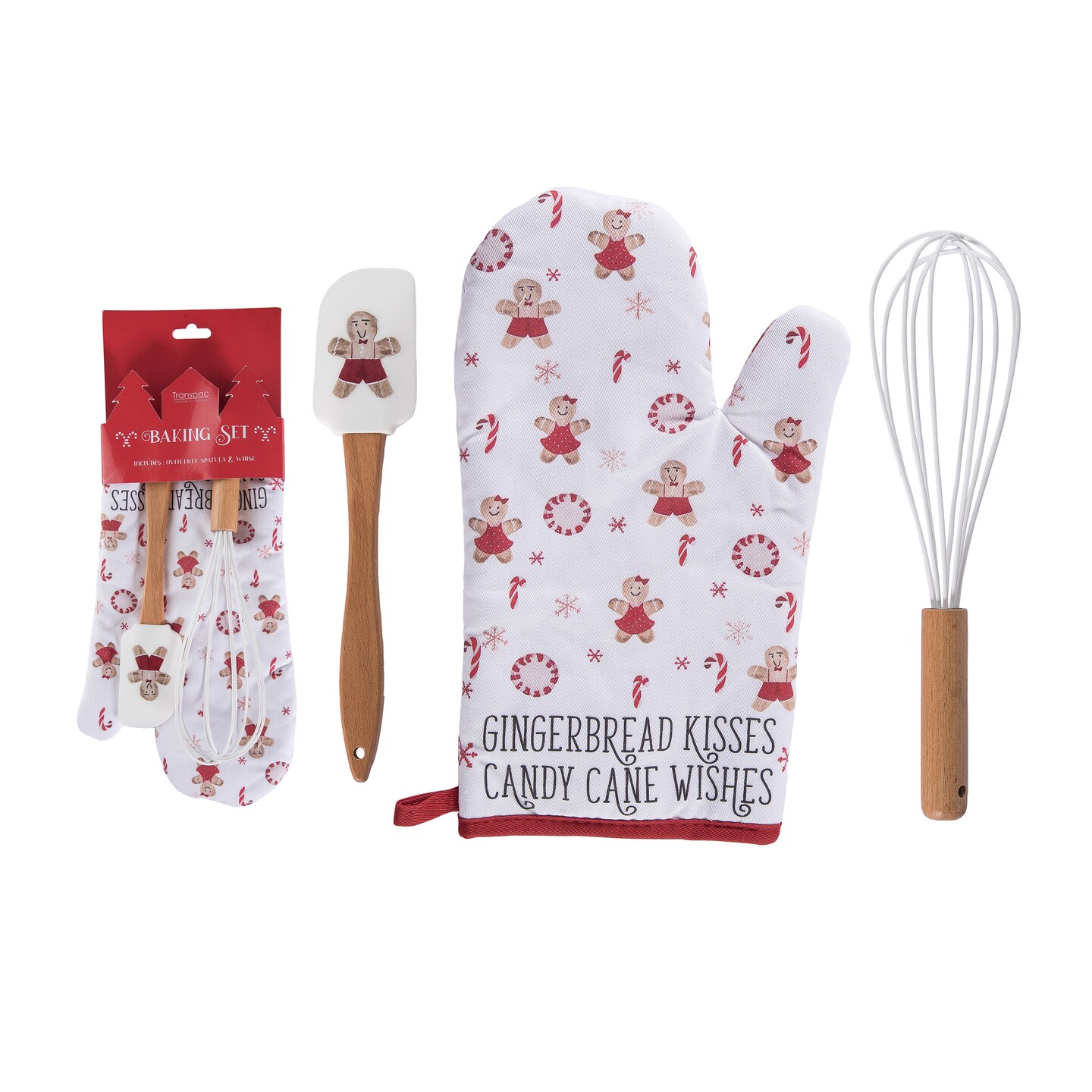 Gingerbread Kitchen Utensil Set Oven Mitt Spatula Whisk Red | Michaels
