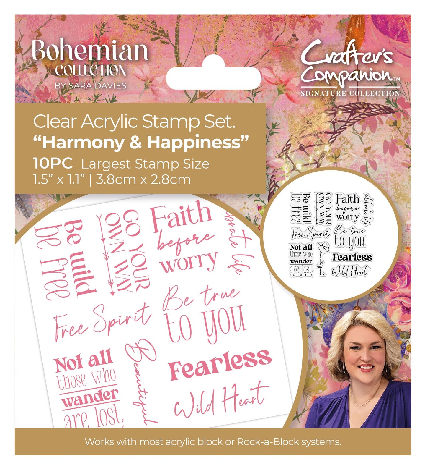 Sara Signature Bohemian Sentiments Clear Stamps-Harmony & Happiness ...