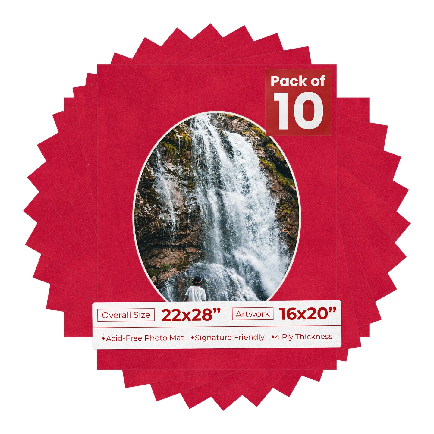 Cherry Red Suede Mat Board for 22x28 Frames - Oval Opening for 16x20 ...