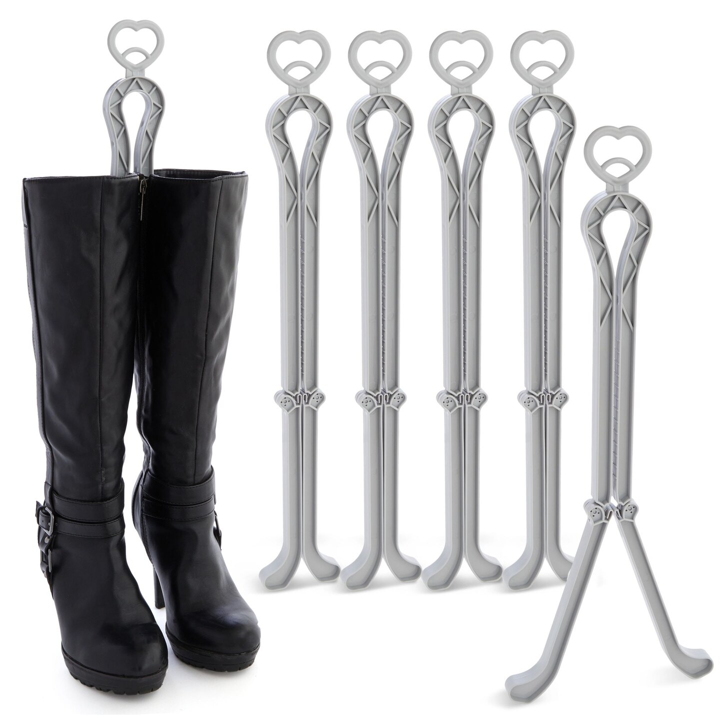 6 Pack Folding Boot Shaper Stands for Storage, Grey Clip Support ...