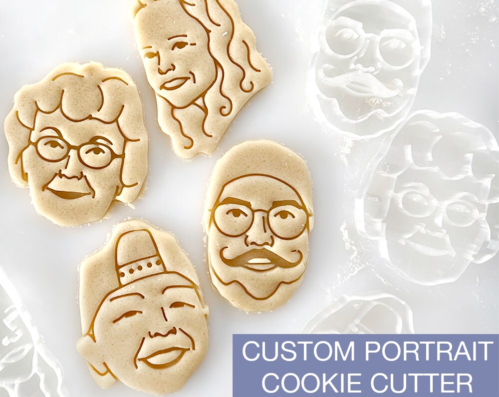 Custom Portrait Cookie Cutter hand drawn from a photo, Face cookie ...