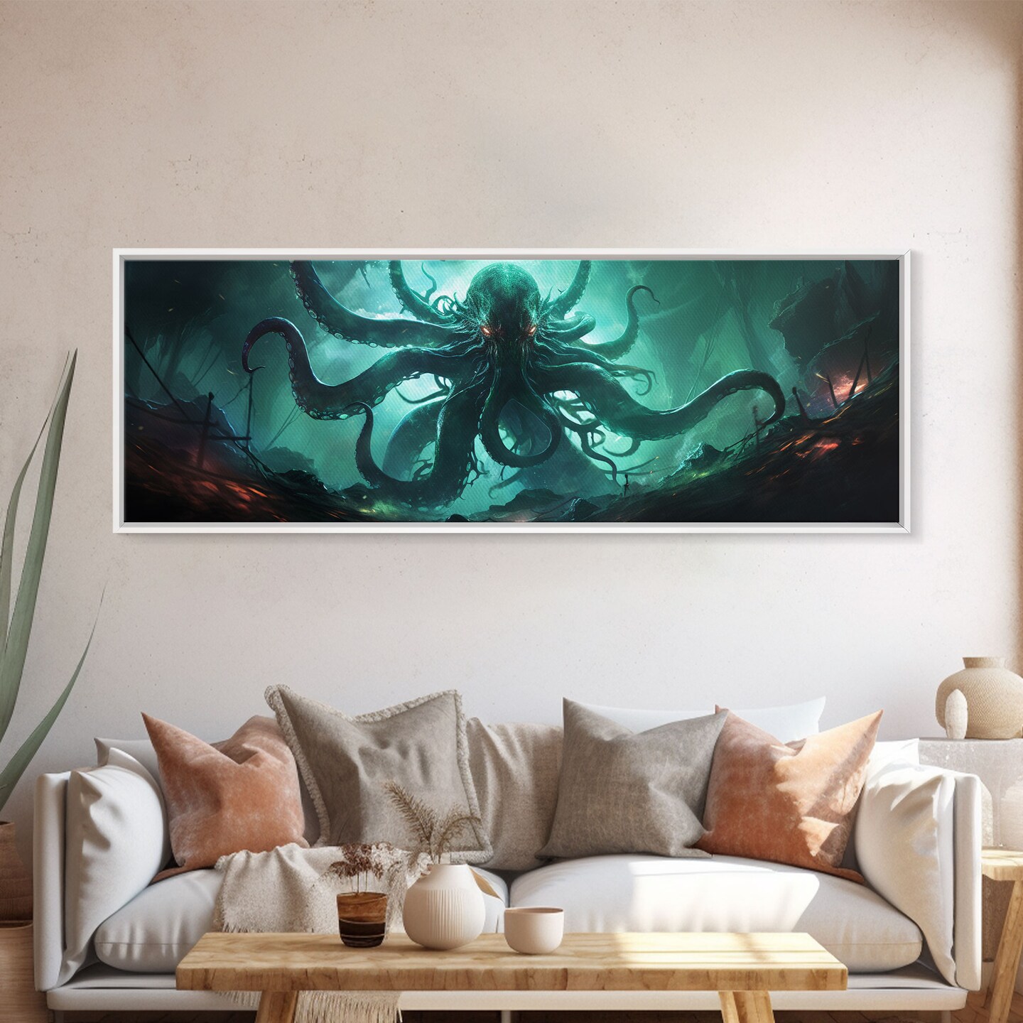 Rise Of Cthulhu Framed Canvas Print, Panoramic Call of Cthulhu H.P ...