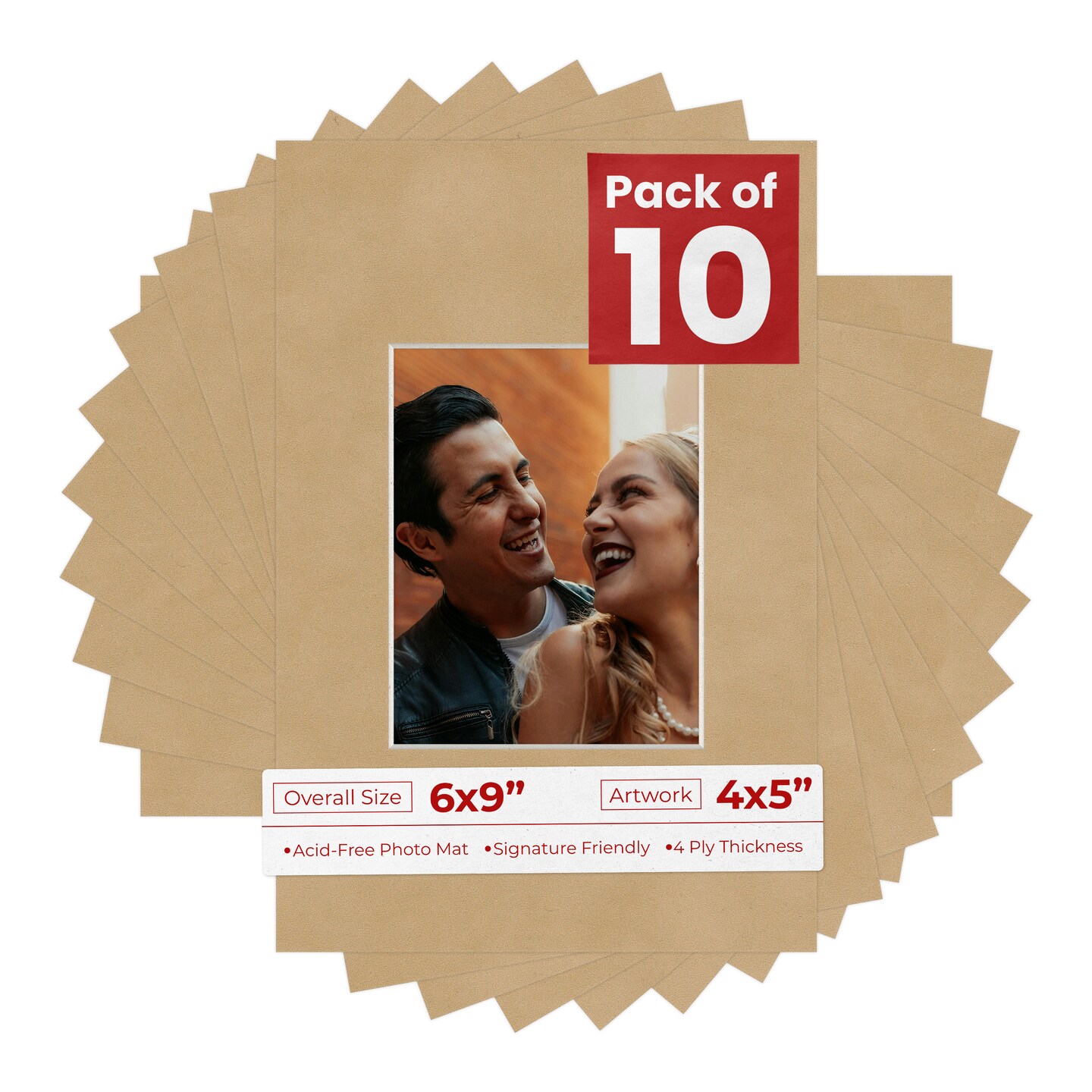 Beige Suede Mat Board for 6x9 Frames - Fits 4x5 Photos, Color: Brown ...
