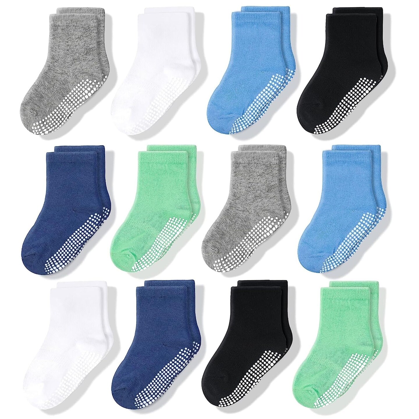 CozyWay Toddler Boy Socks With Grippers Non Slip Crew Grip Socks for ...