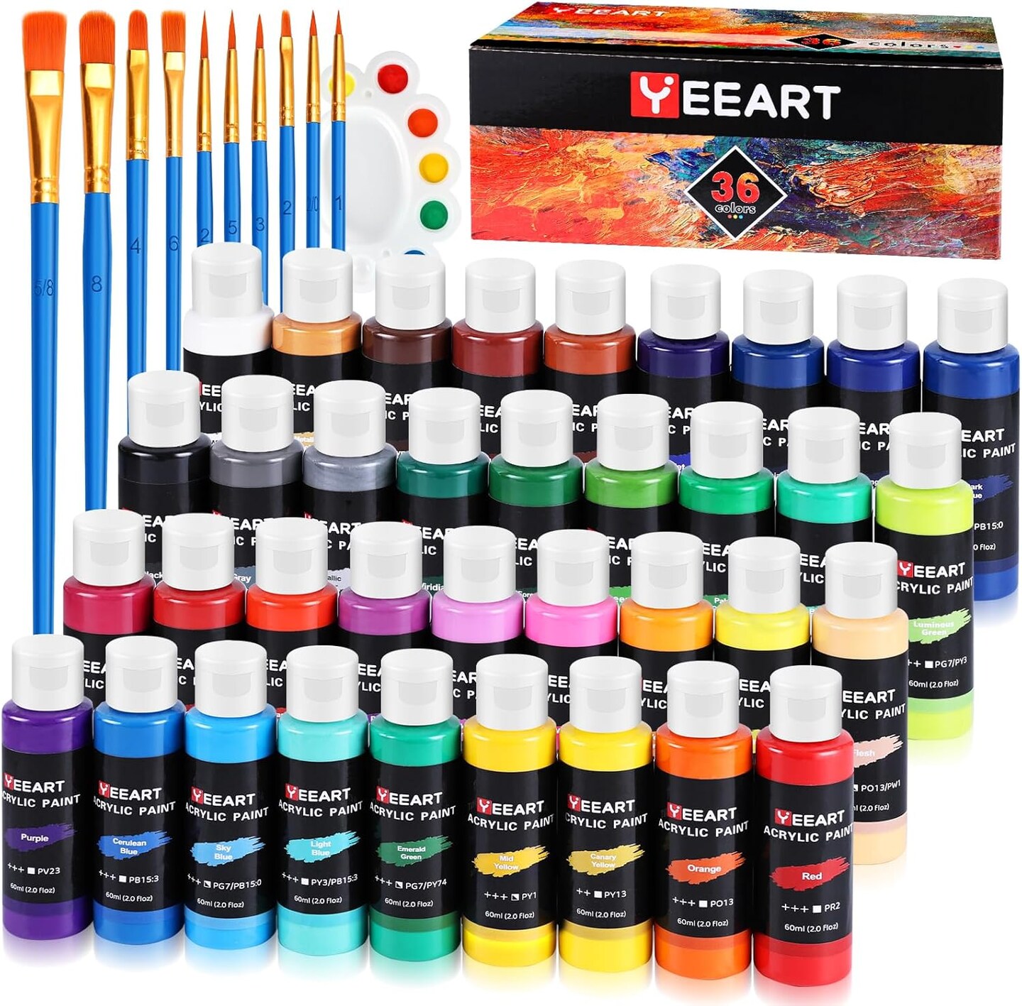 36 Colors Acrylic Paint Set, Rich Pigmented Canvas Paint | Michaels