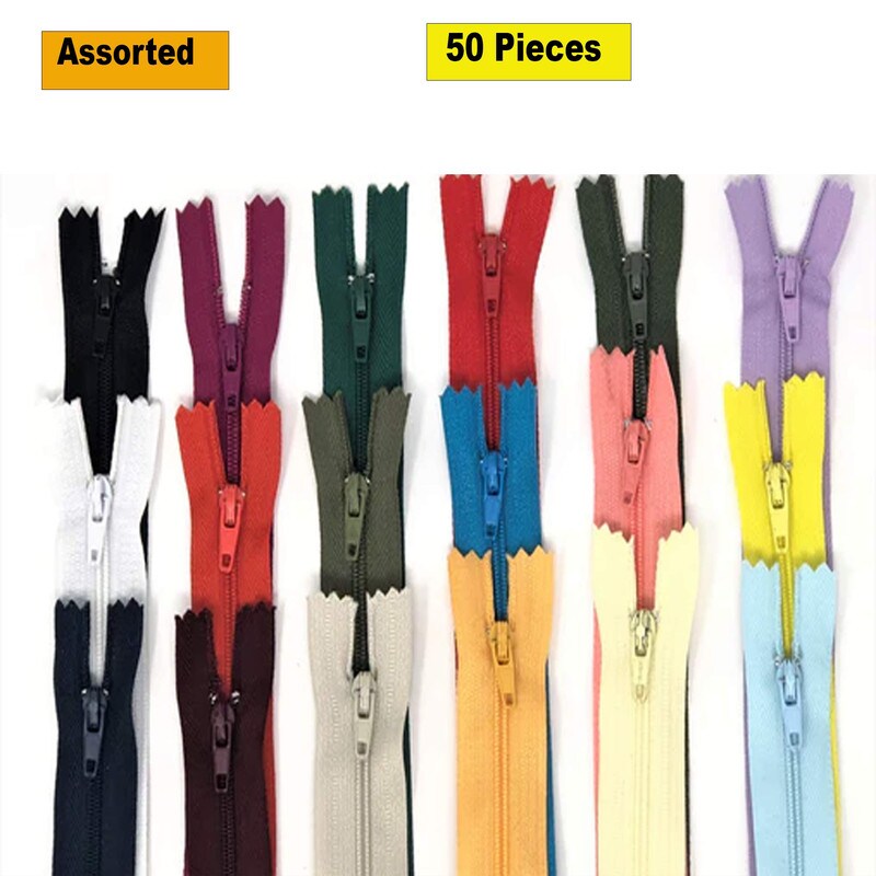 Nylon Zippers 7 Inches Coil #3 Closed Bottom, Color: Assorted, Count ...