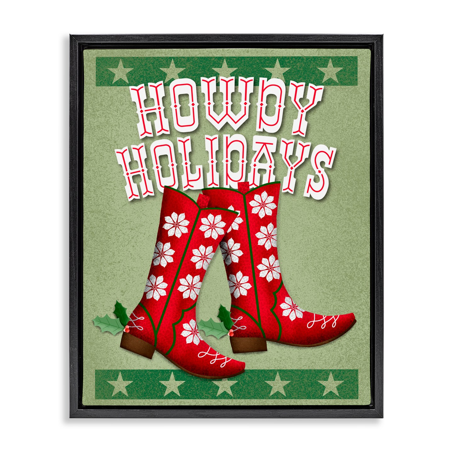 Stupell Industries Howdy Holidays Cowboy Boots Floating Frame, design ...