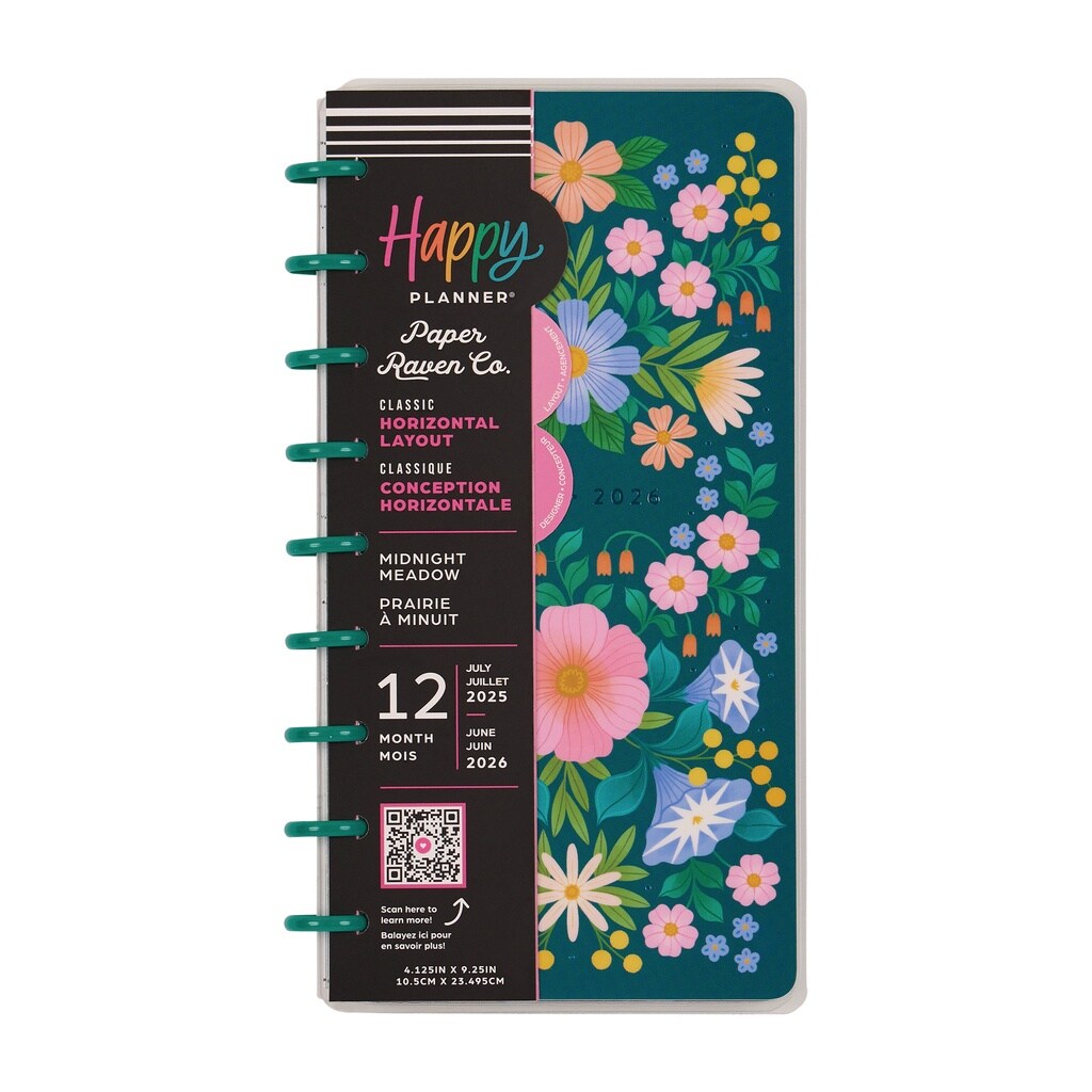 Happy Planner Skinny Classic 12-Month Disc Bound Planner-Midnight ...