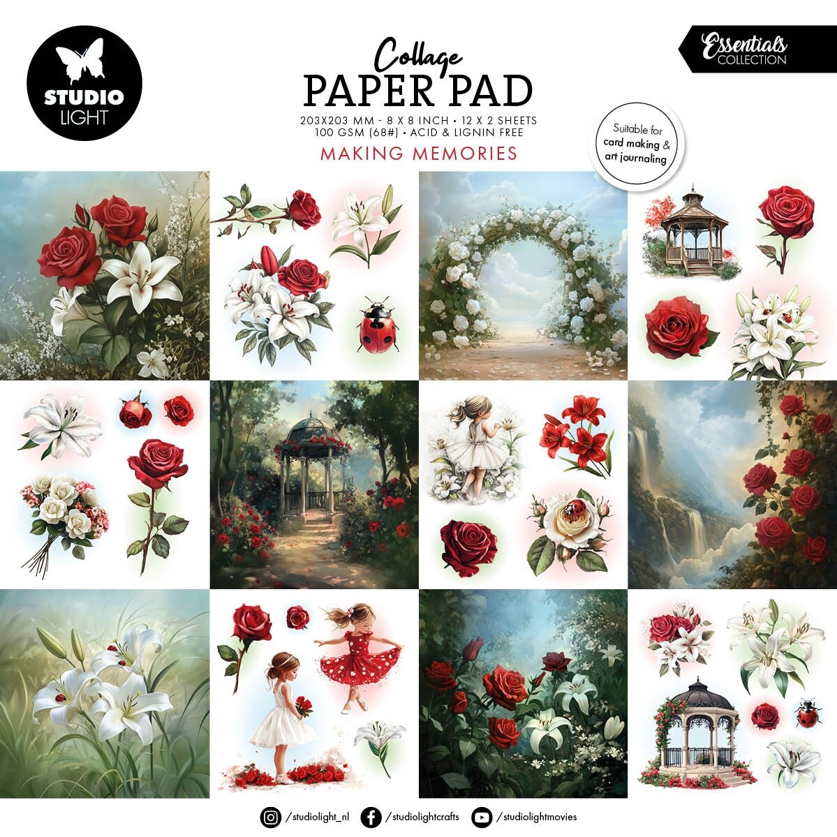Studio Light Essentials Collage Paper Pad 8"X8" 24 Sheets-Making ...