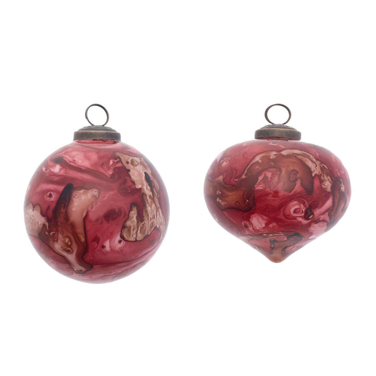 Melrose Marble Style Glass Ball and Onion Christmas Ornaments - 4.5 ...