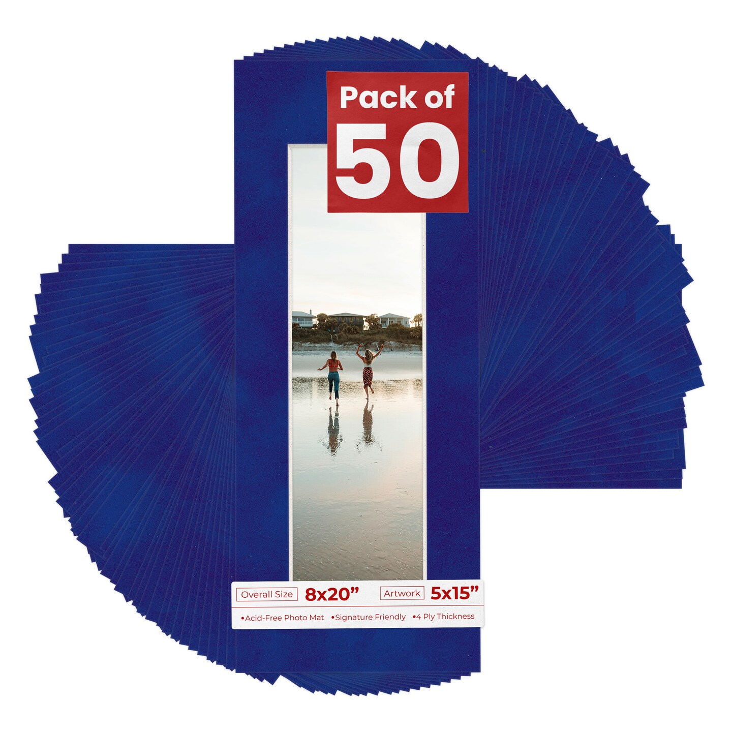 Royal Blue Suede Mat Board for 8x20 Frames - Fits 5x15 Photos, Color ...
