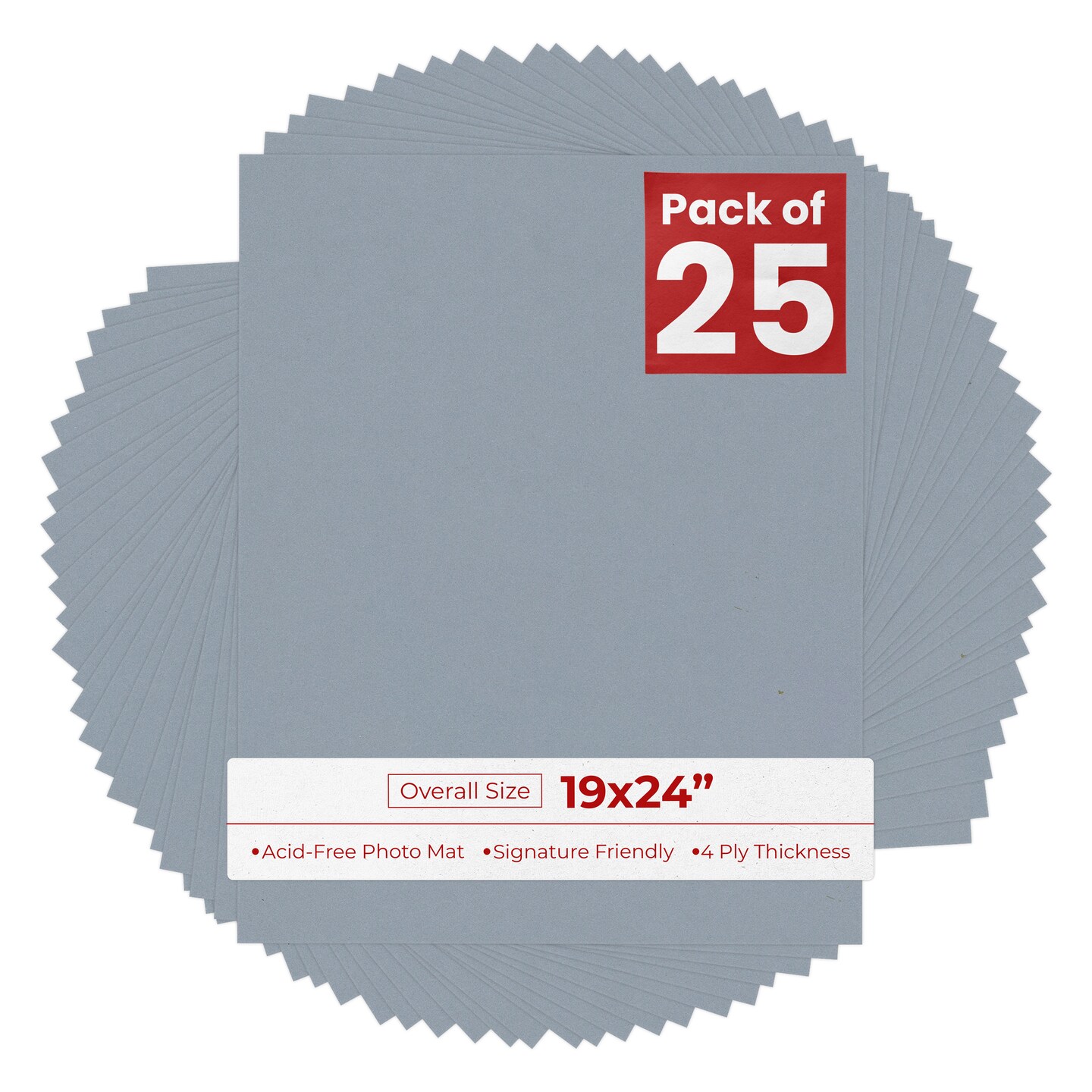 Mid Grey 19x24 Uncut Mat Board - Blank Sheets, No Opening, Color: Grey ...