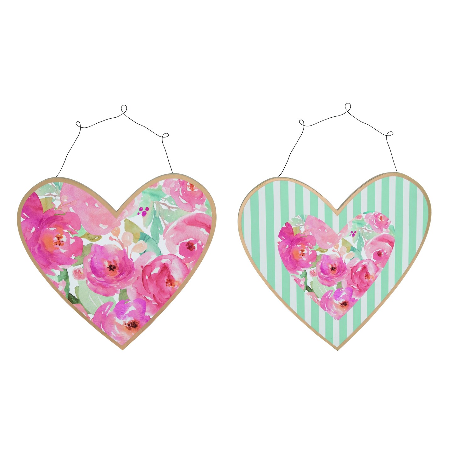 Transpac Wood 18.5 in. Multicolor Valentines Day Metallic Love Heart ...