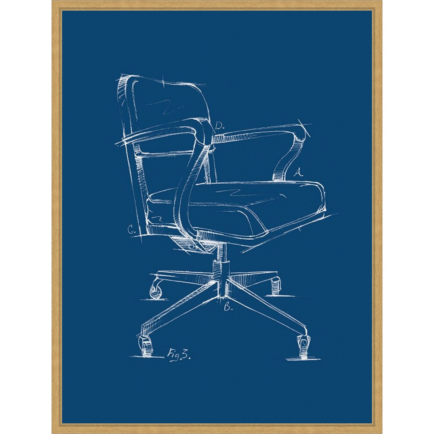 Office Chair Blueprint I by Ethan Harper Framed Canvas Wall Art | Michaels