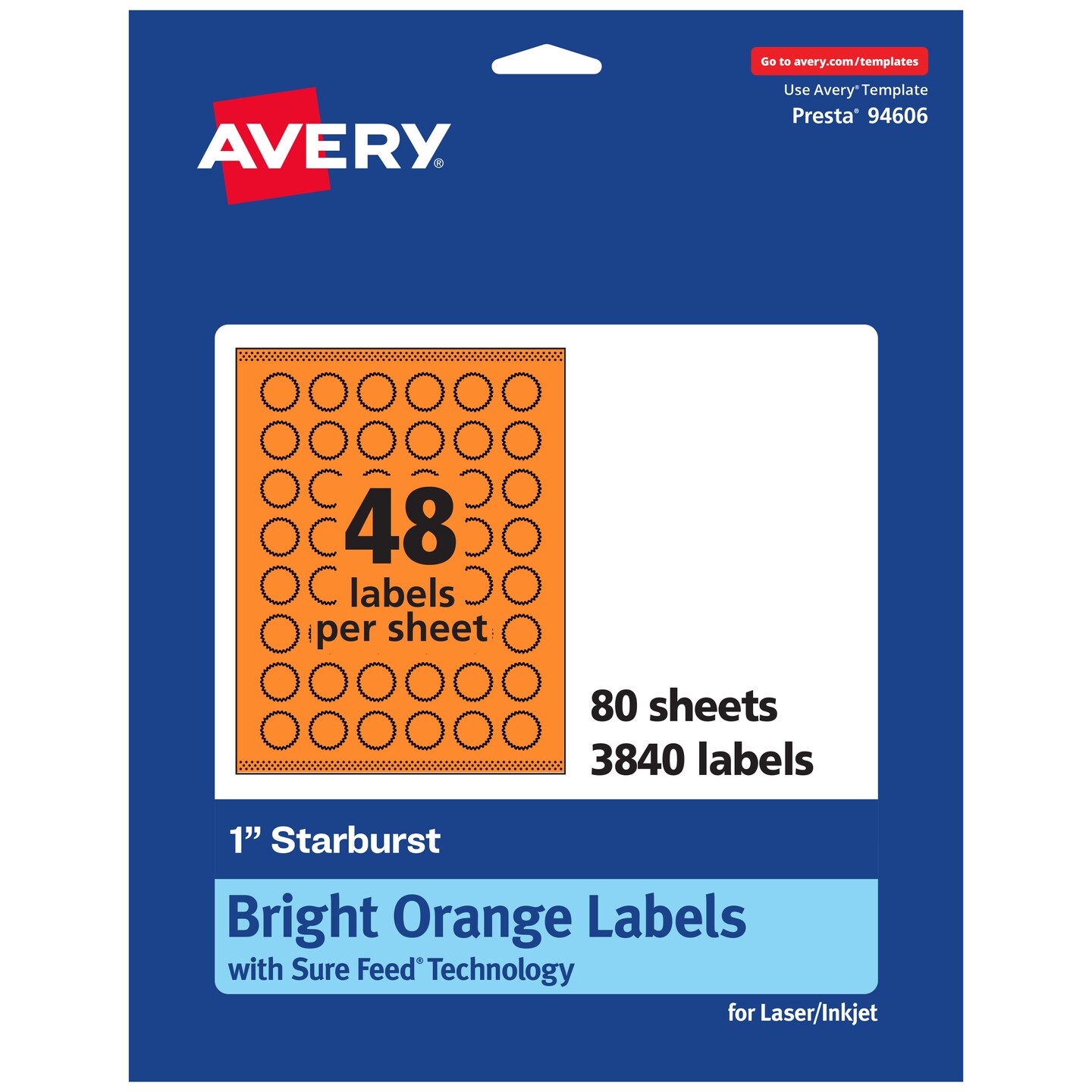 Avery Bright Orange Paper Labels, 1" Starburst | Michaels