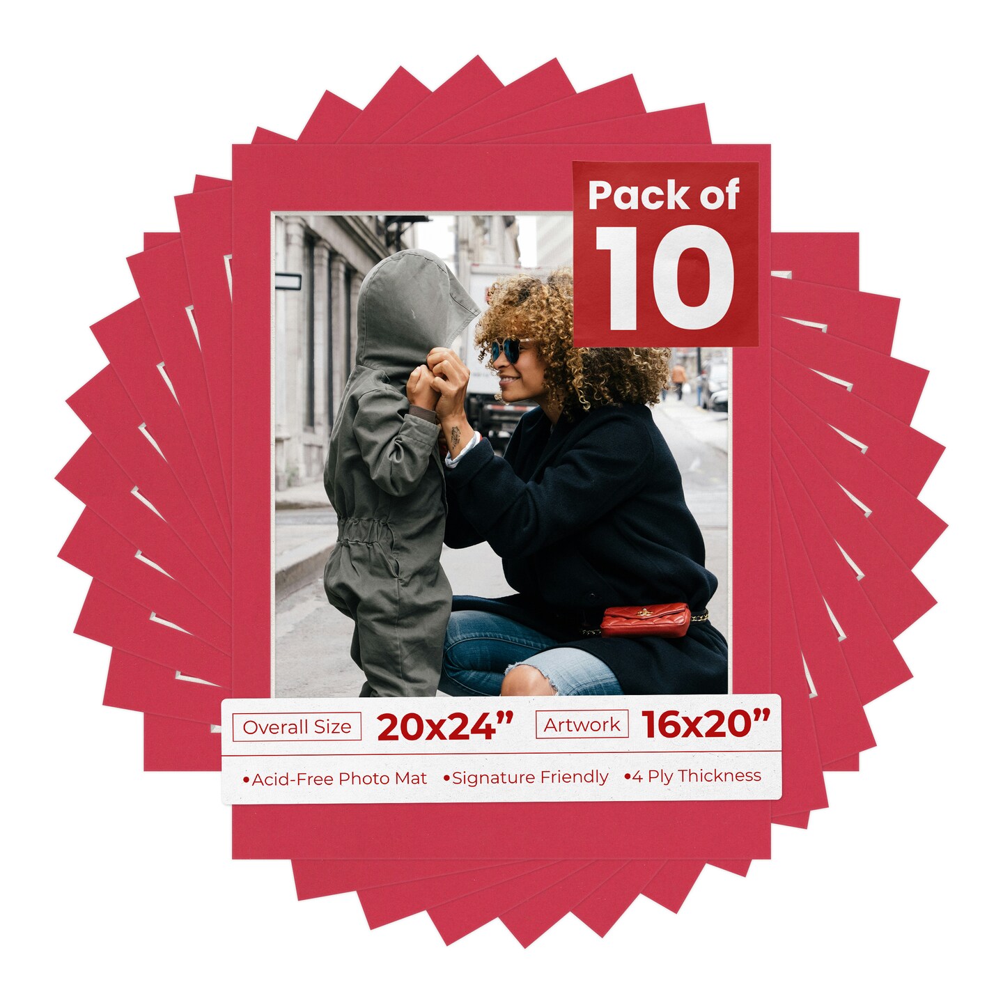 Deep Red Mat Board for 20x24 Frames - Fits 16x20 Photos, Color: Red ...