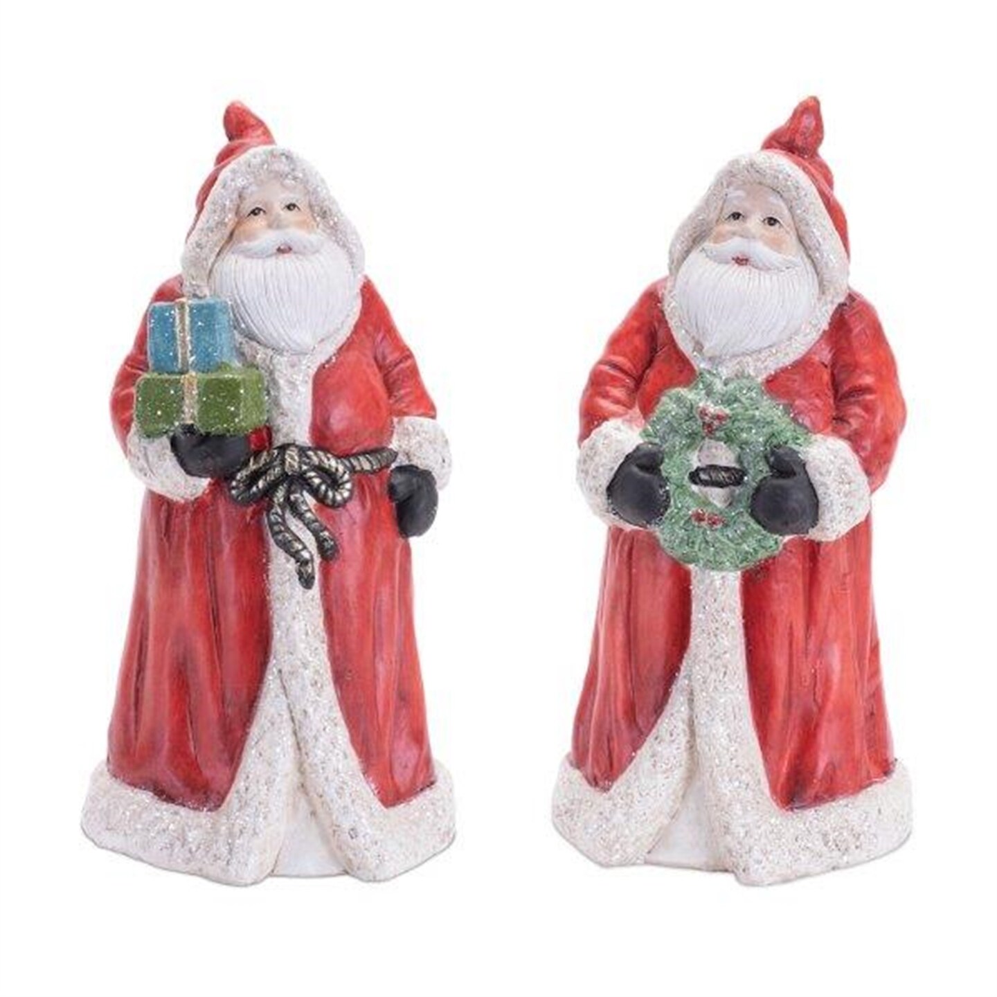 Melrose Hooded Santa Christmas Figurines - 8.5" - Set of 2, Color: Red ...