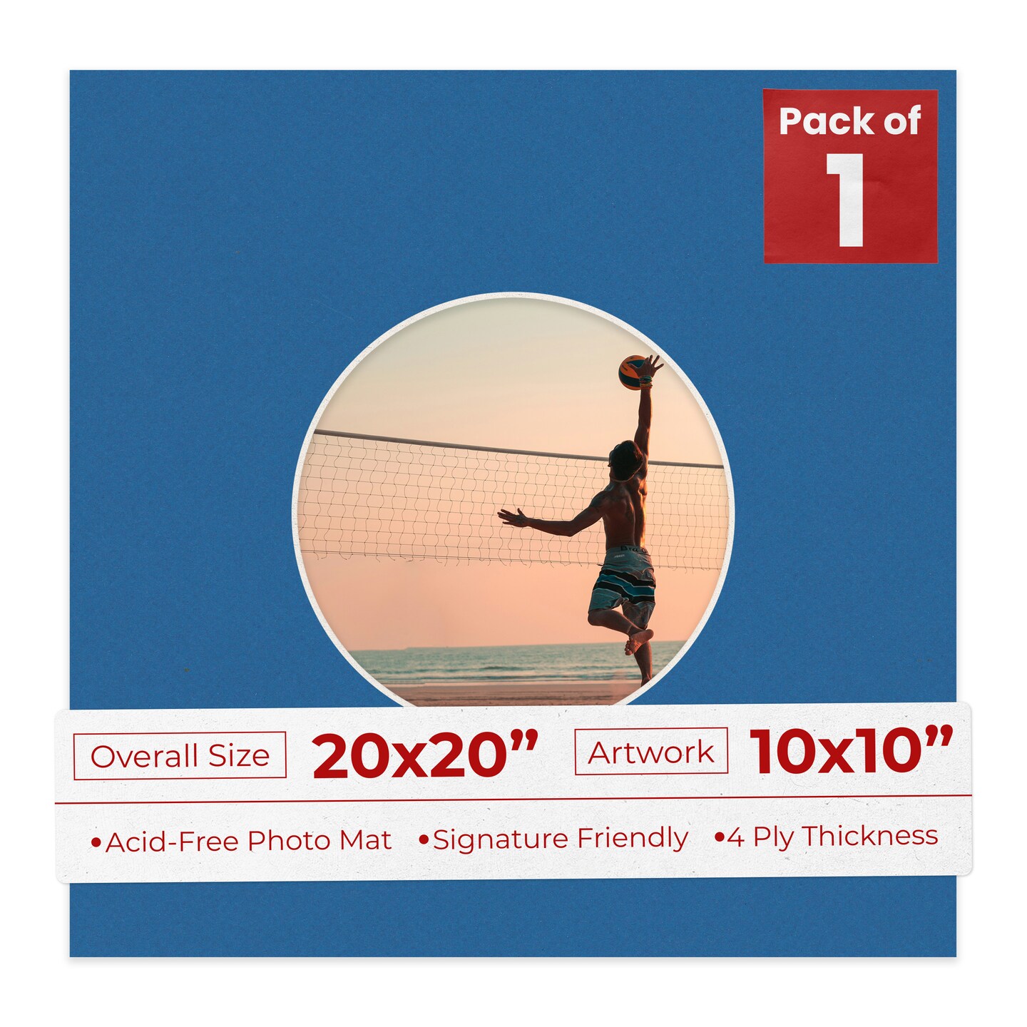 Royal Blue Mat Board for 20x20 Frames - Circle Opening for 10x10 Photos ...