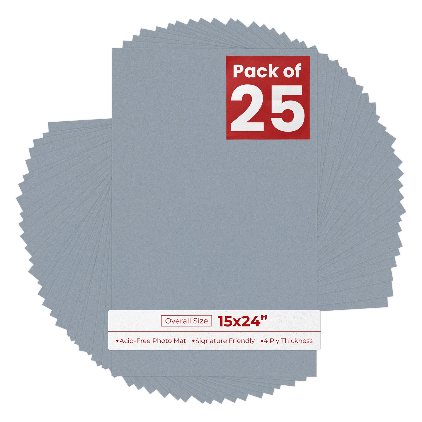 Mid Grey 15x24 Uncut Mat Board - Blank Sheets, No Opening, Color: Grey ...