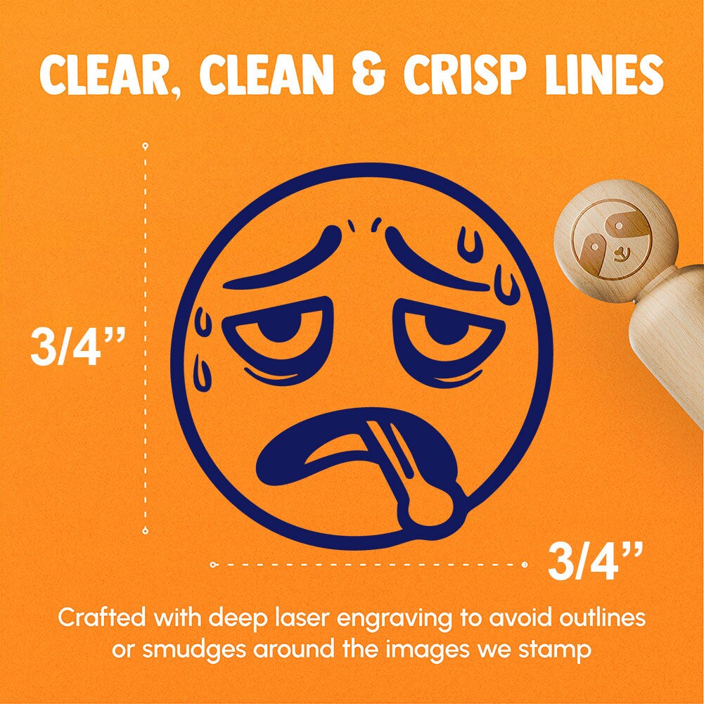 Sick Face Cold Sweat Thermometer Rubber Stamp for Stamping Crafting ...