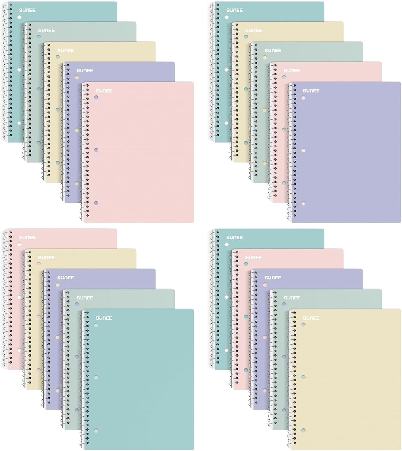 Spiral Notebooks, 1-Subject, 20 Pack, College Ruled Paper, 8" X 10-1/2 ...