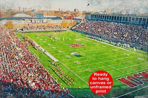 Canvas-Print of Harvard Crimson, Harvard Stadium, Watercolor Digital ...