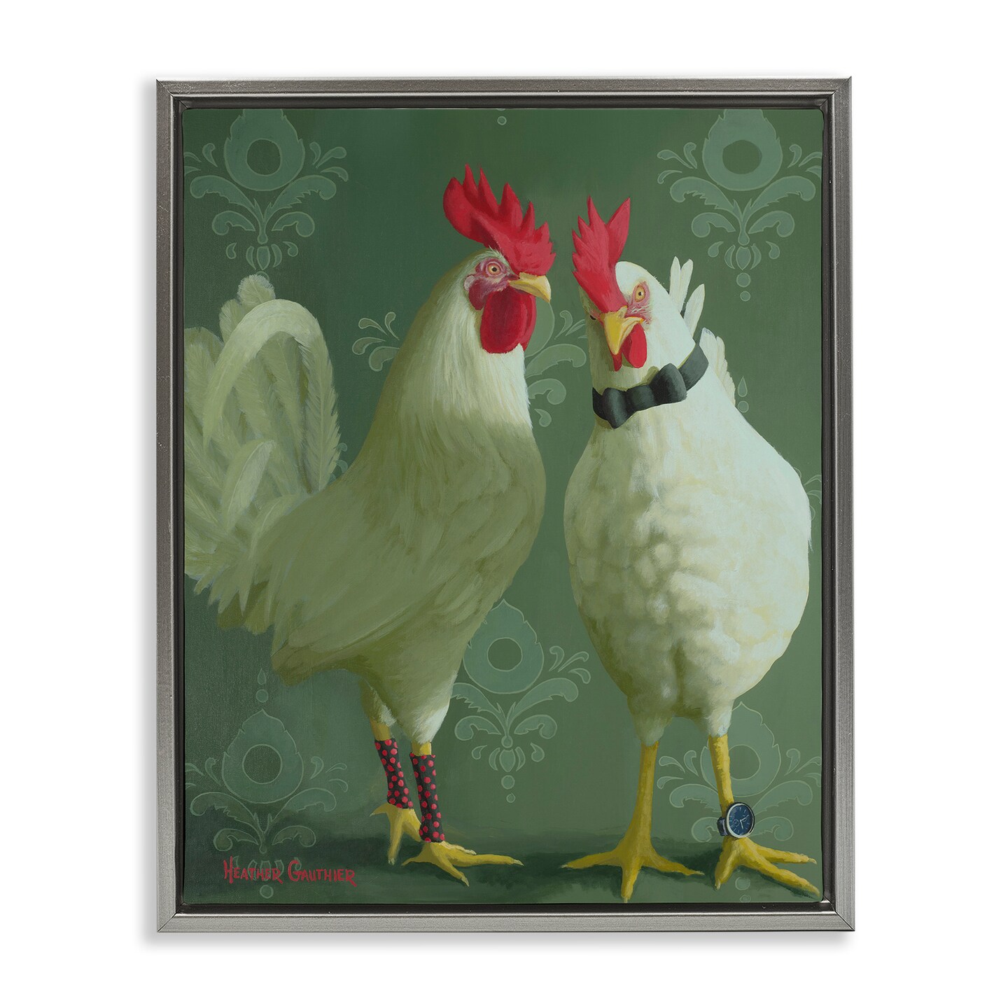 Stupell Industries Stylish Roosters Pair Floating Frame Design by ...