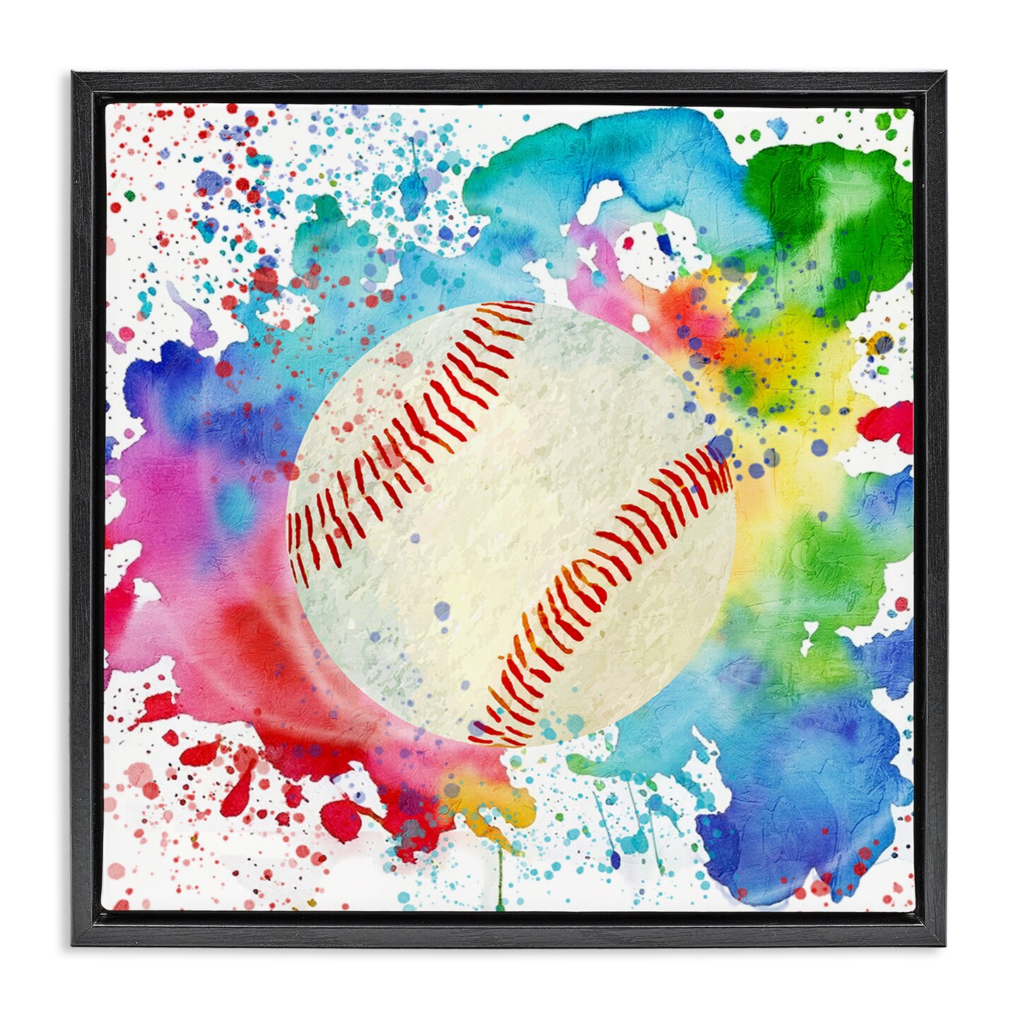 Stupell Industries Colorful Splash Baseball Floating Frame Design by ...