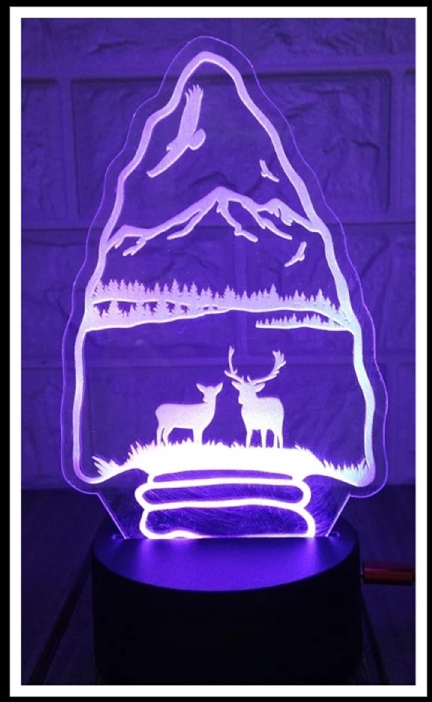 Clear Acrylic Handmade LED Tabletop Night Light with Vibrant Designs ...