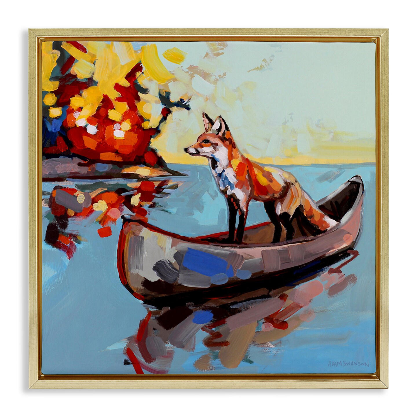Stupell Industries Fox's Voyage on Canoe Floating Frame, design by Adam ...