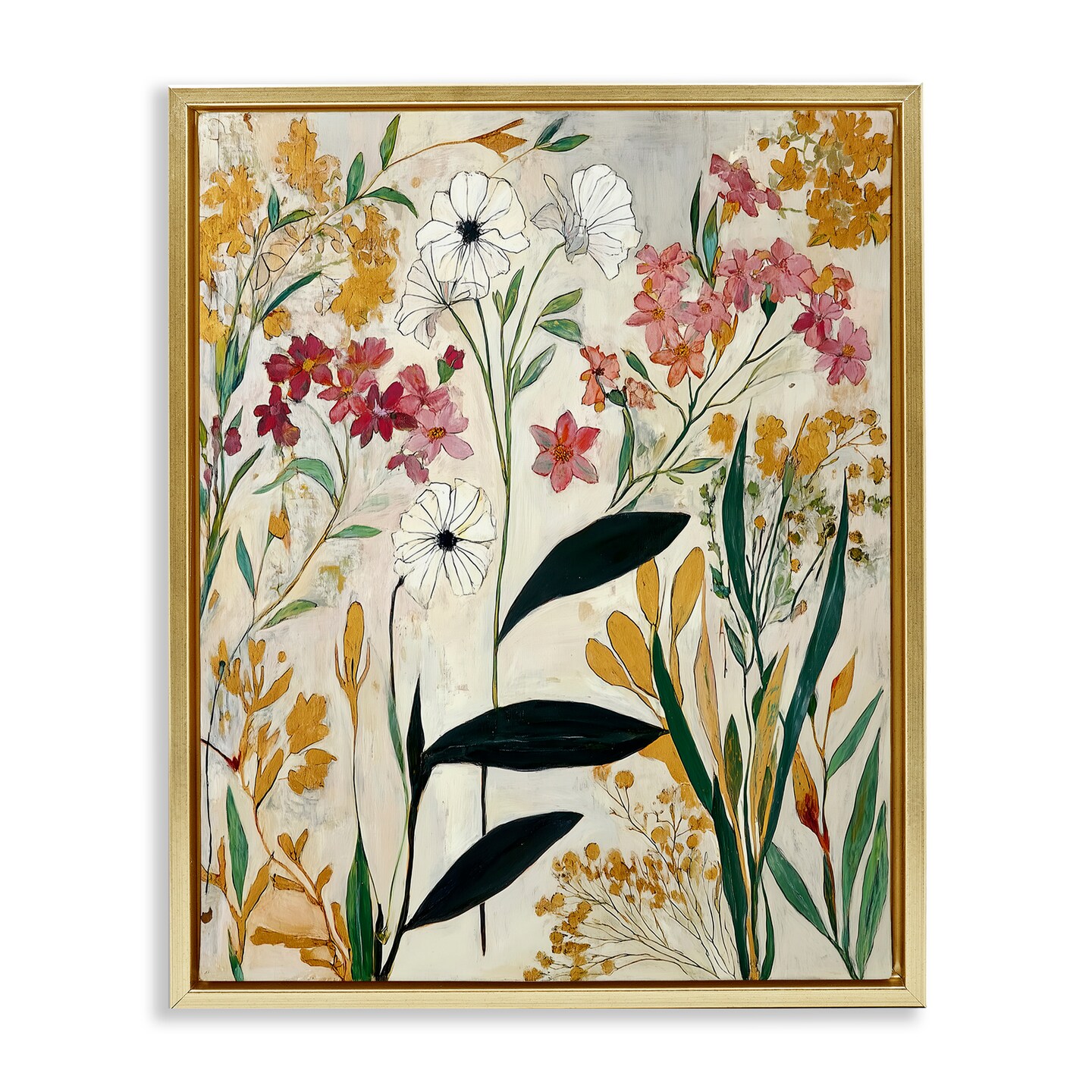 Stupell Industries Vintage Playful Botanicals Floating Frame, design by ...