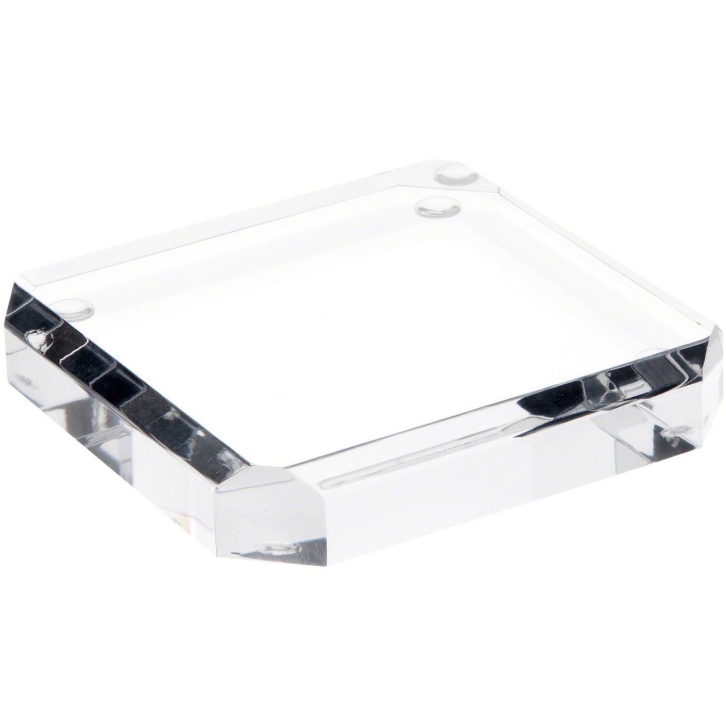 Plymor Clear Acrylic Beveled Corner-Cut Display Base, 4" W x 4" D x 0. ...