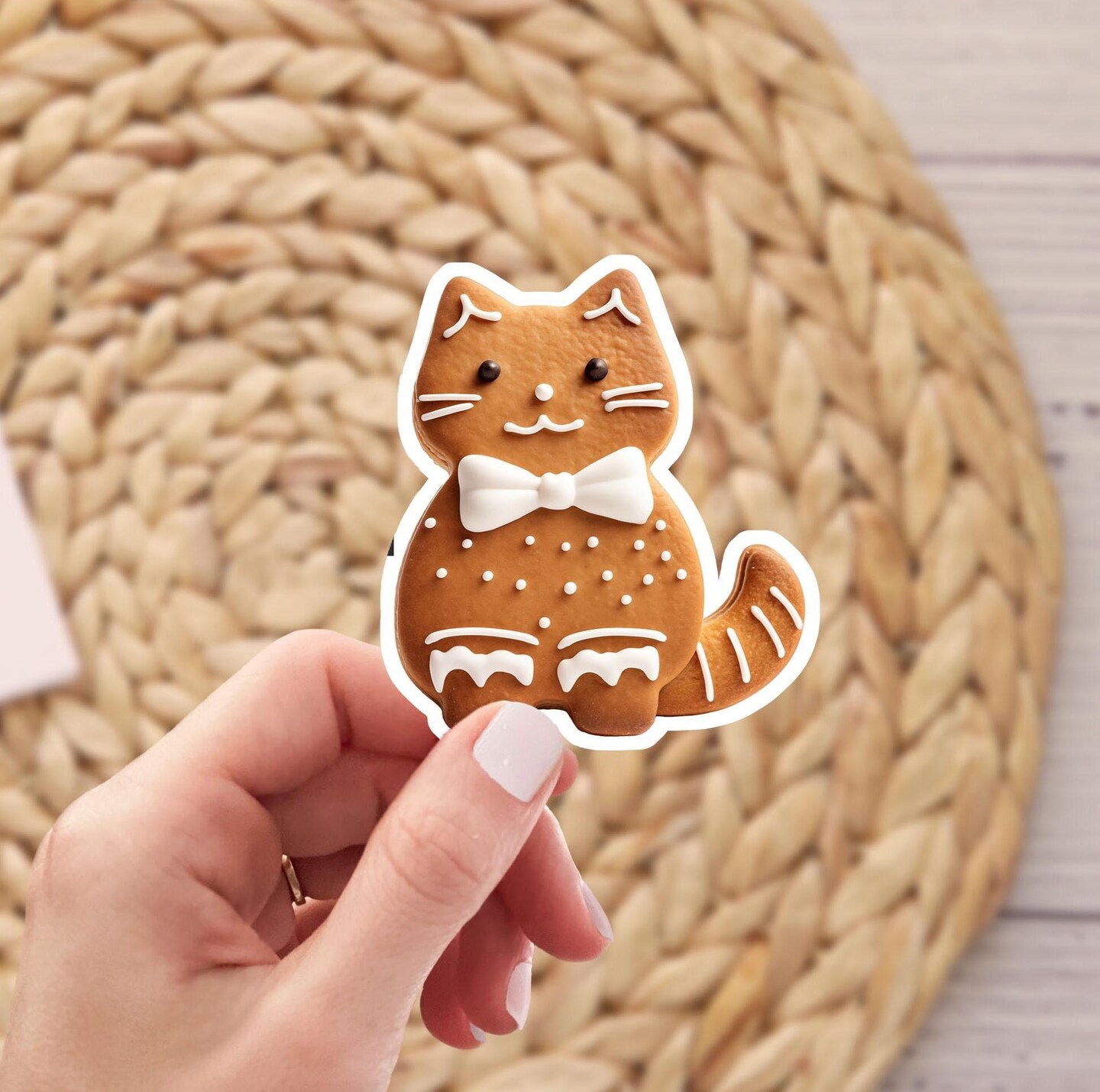 Gingerbread Cat Sticker, Laptop Sticker, Scrapbook Sticker, Pet Lover ...