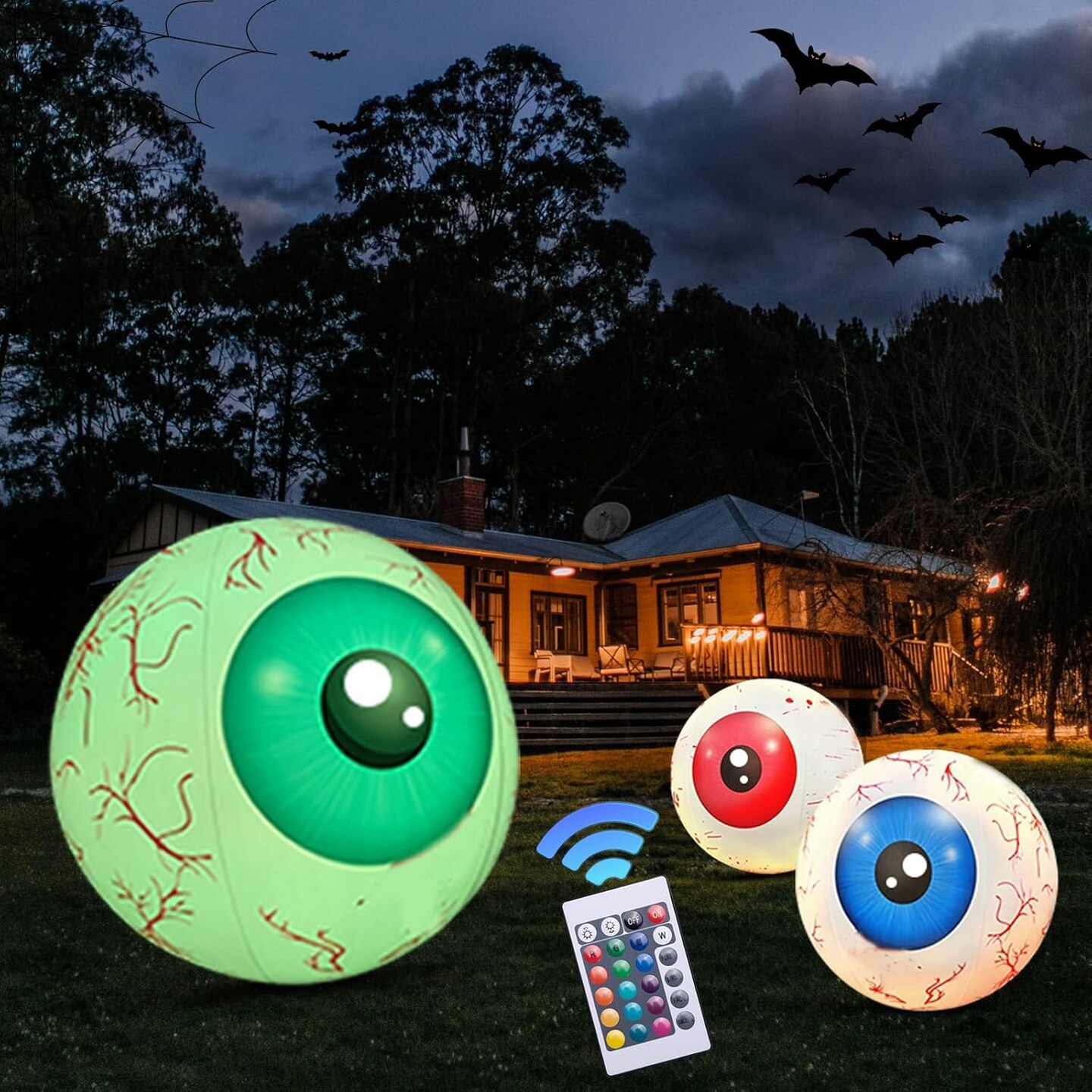 Halloween Inflatable Eyeball -16inch Halloween Huge Glowing Inflatable ...