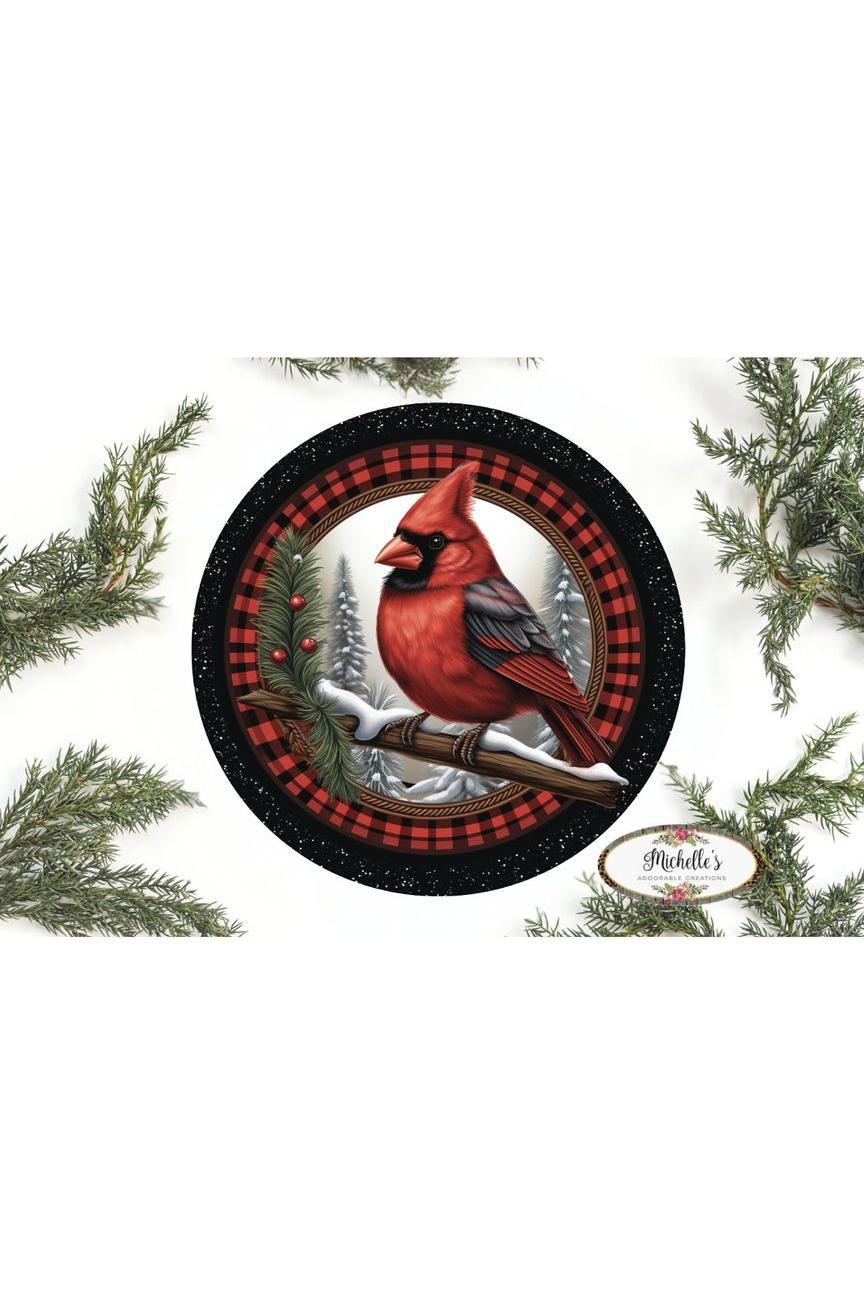 Buffalo Plaid Cardinal Round Sign | Michaels