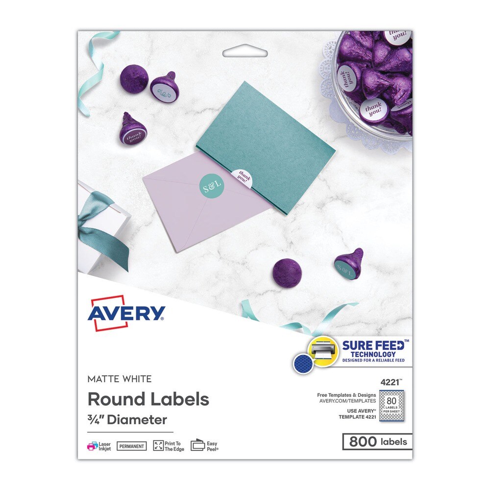 Avery 0.75 in. Diameter Printable Self-Adhesive Permanent ID Labels ...