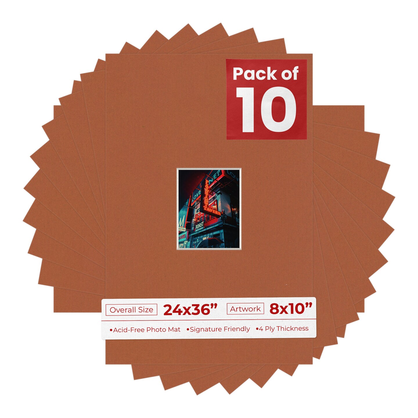 Terra-cotta Red Mat Board for 24x36 Frames - Fits 8x10 Photos, Color ...