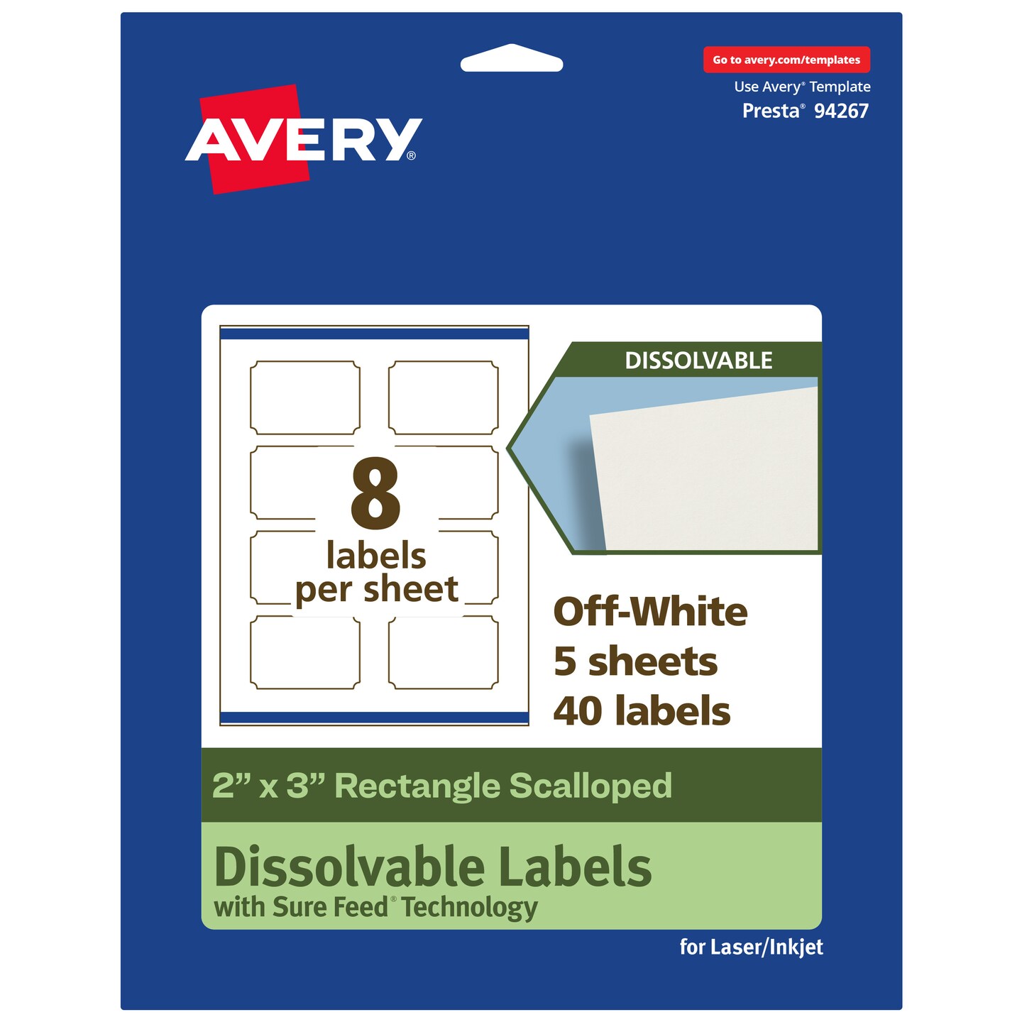 Avery Dissolvable Labels, 2" x 3" Rectangle Scalloped | Michaels