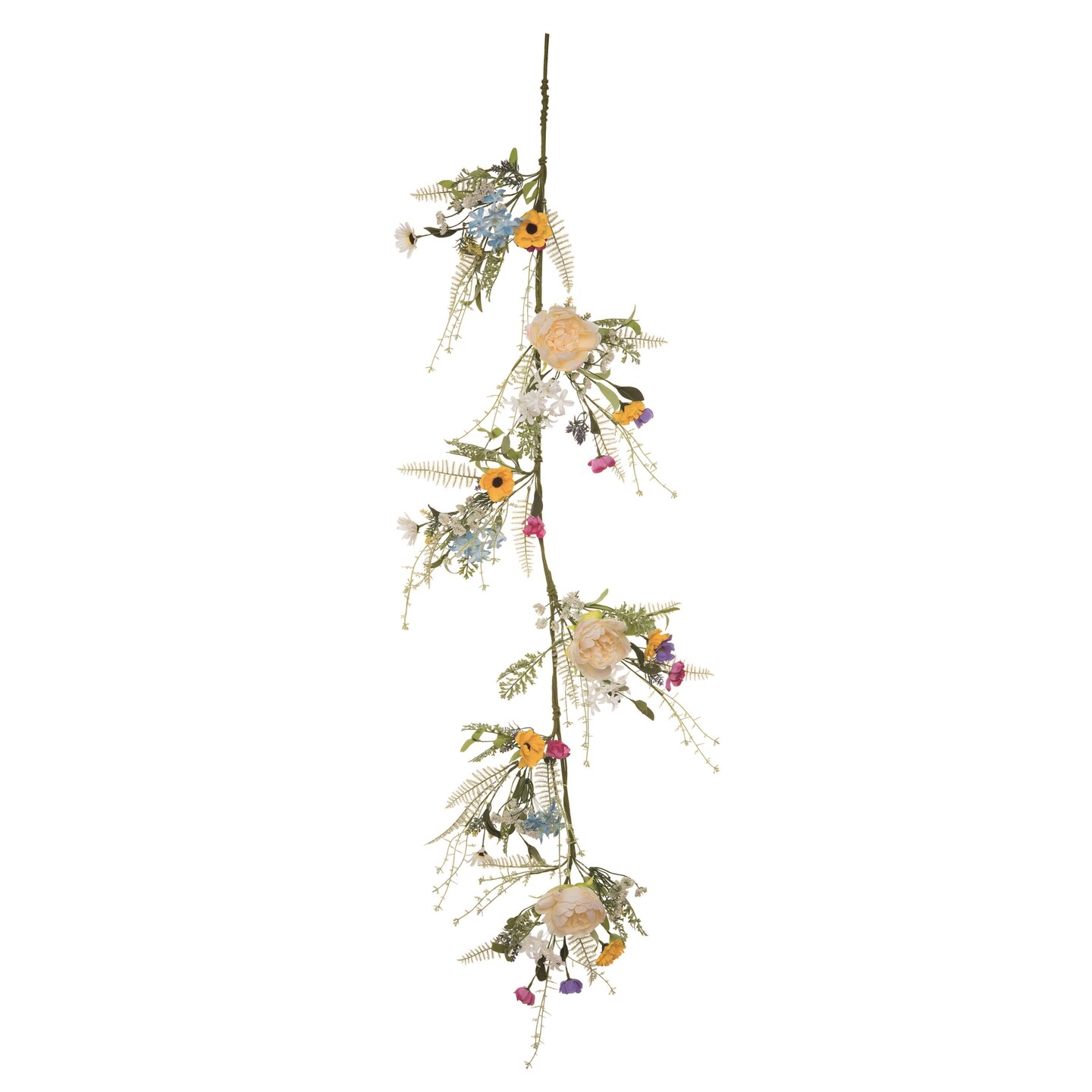 Transpac Synthetic Fabric 60 in. Multicolor Spring Enchanted Wildflower ...