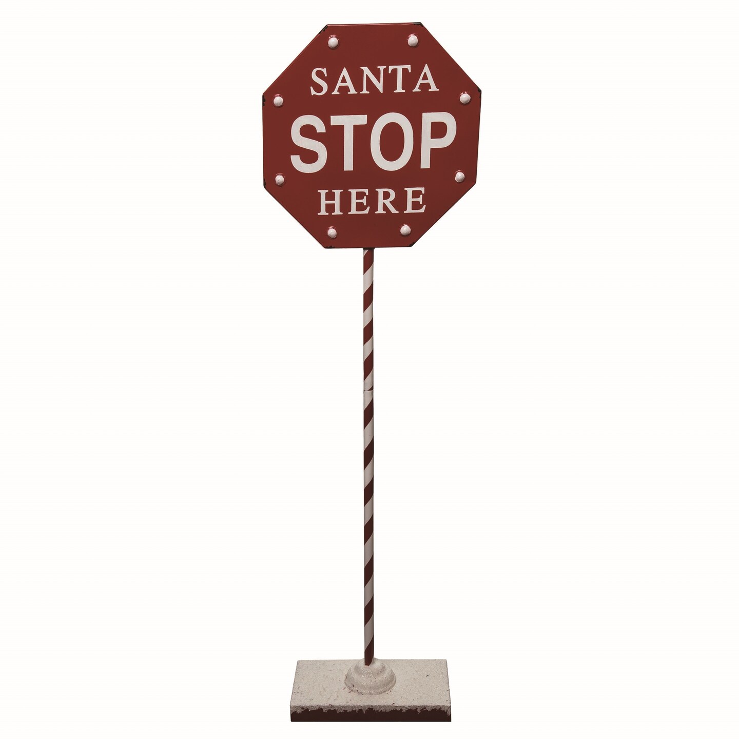 Transpac Metal 43.25 in. Red Christmas Santa Stop Sign Porch Decor ...