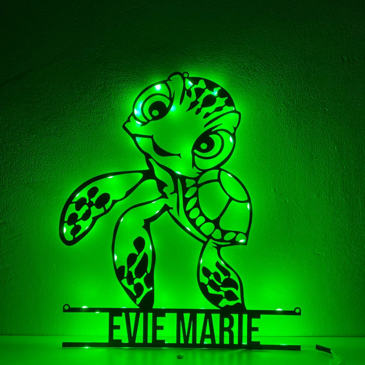 Custom Cute Turtle Hawaiian Metal Wall Art LED Light, Turtle Metal Sign ...
