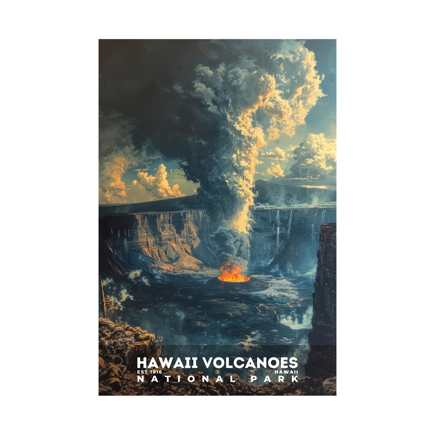 Hawaii Volcanoes National Park Poster, Travel Art, Office Poster, Home ...