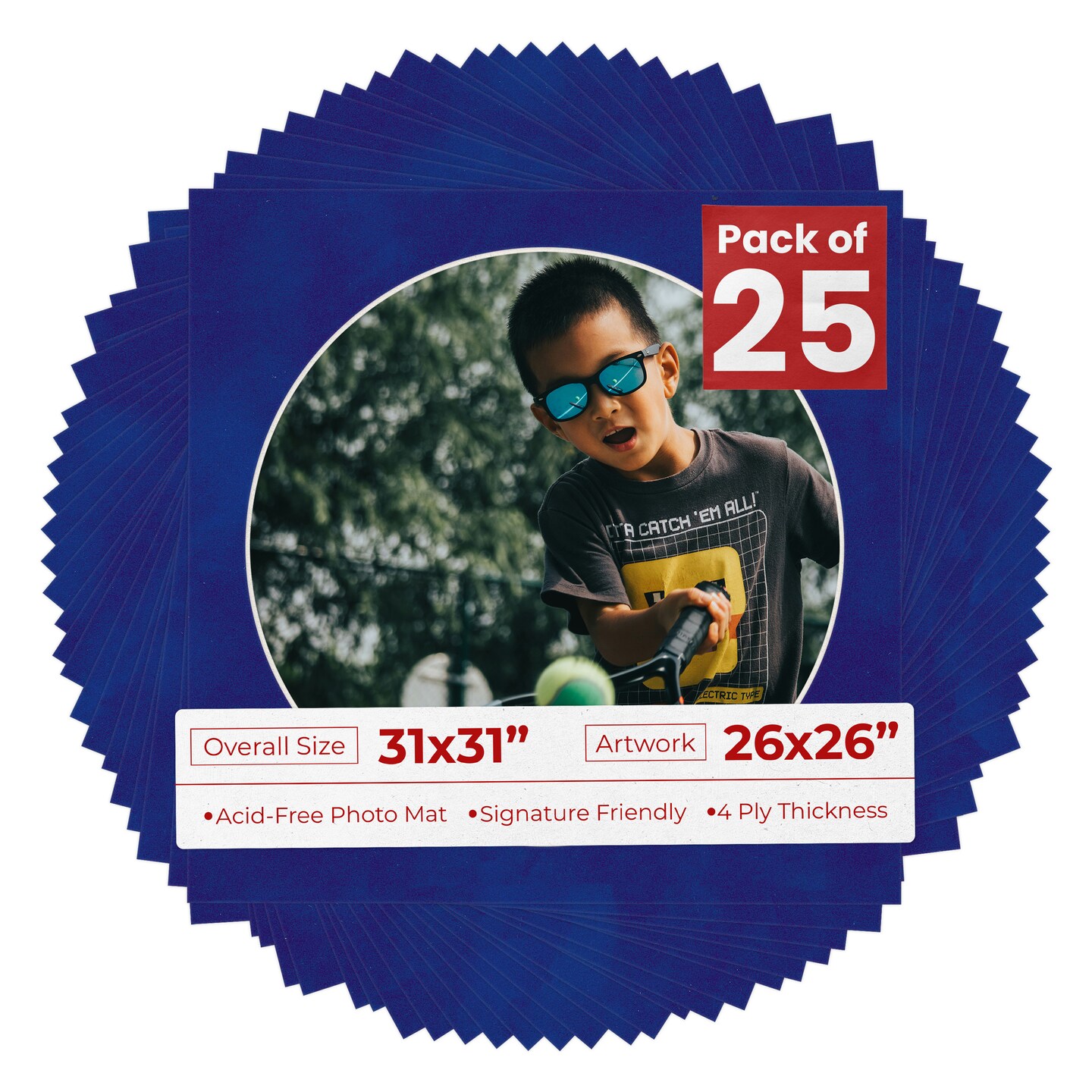 Royal Blue Suede Mat Board for 31x31 Frames - Circle Opening for 26x26 ...