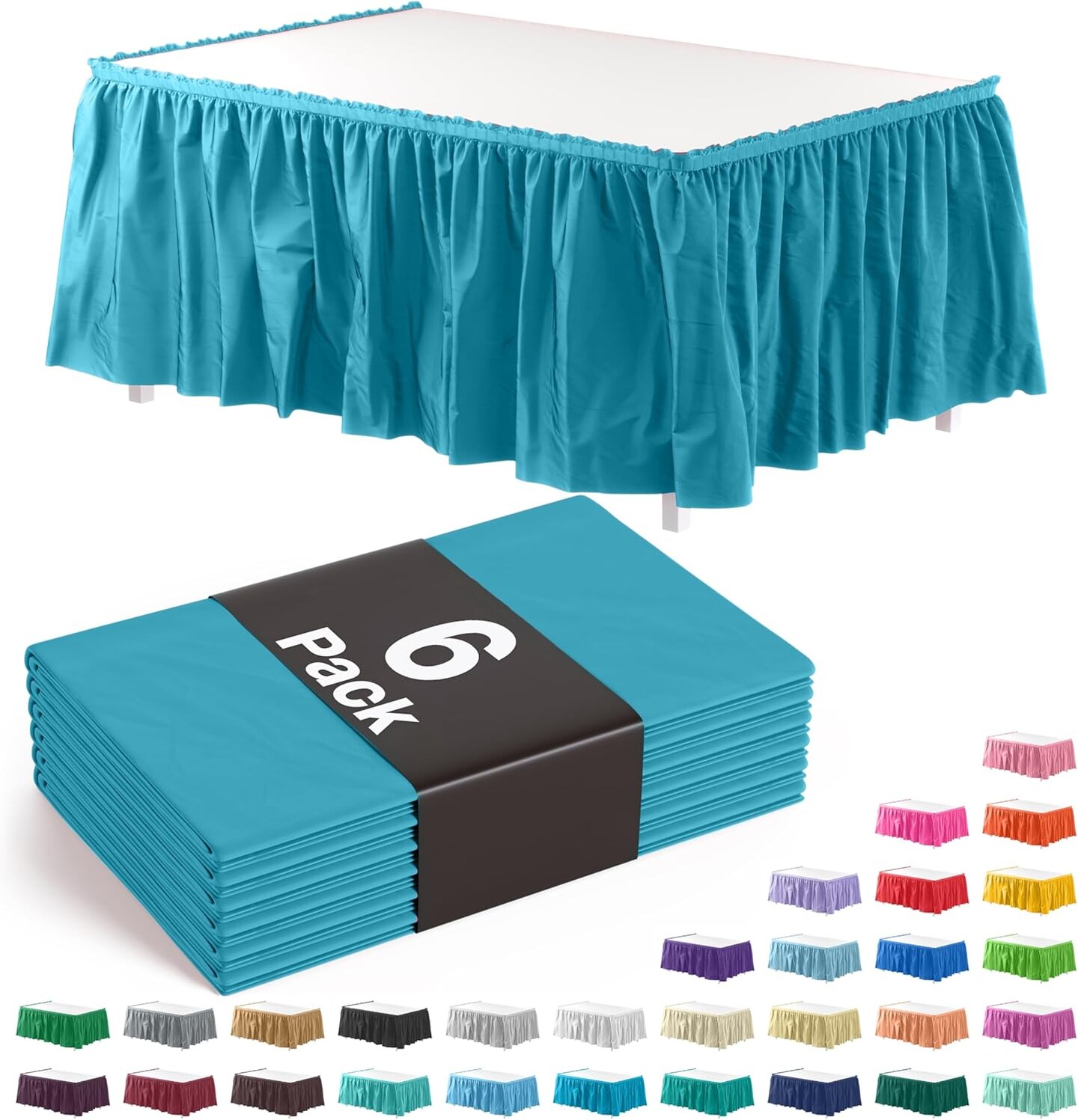 Ruffle Table Skirt Turquoise 6 Pack 14 Ft Long for Rectangle 6ft | Michaels