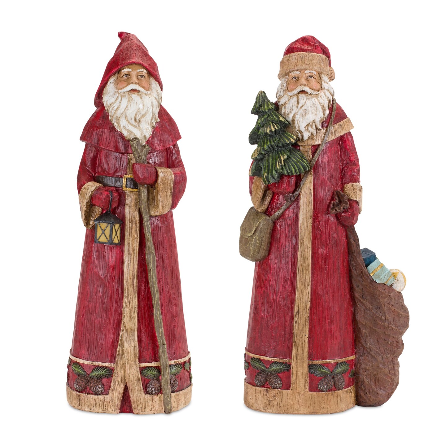 Melrose Set of 2 Santa with Lantern and Present Christmas Figurines 13 ...